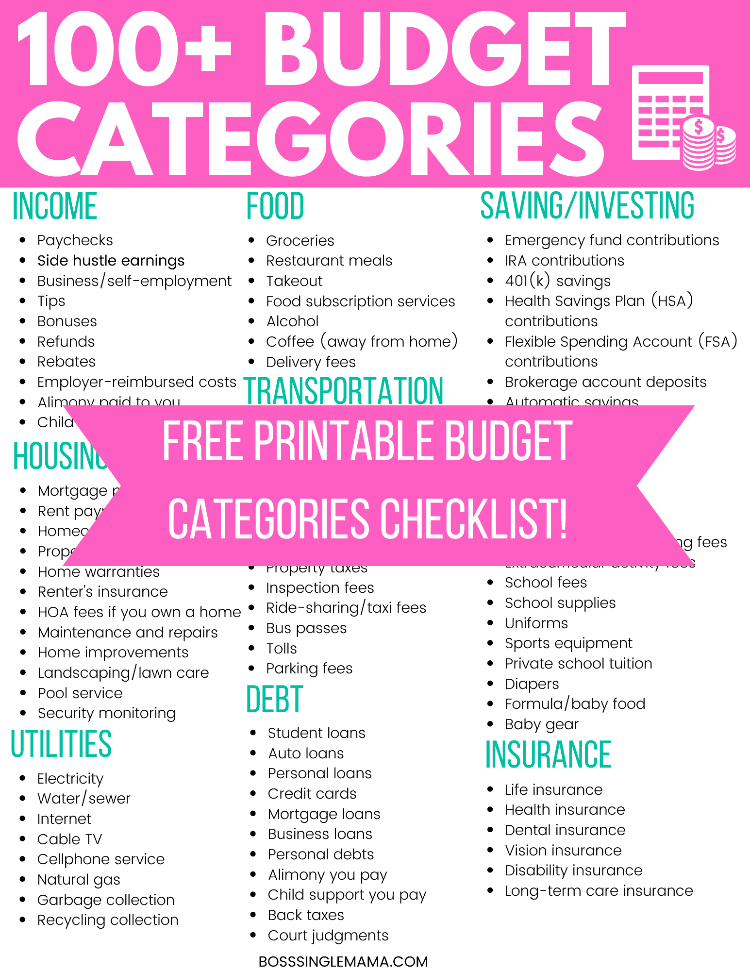 100 Budget Categories To Help You Build A Smarter Budget Boss Single